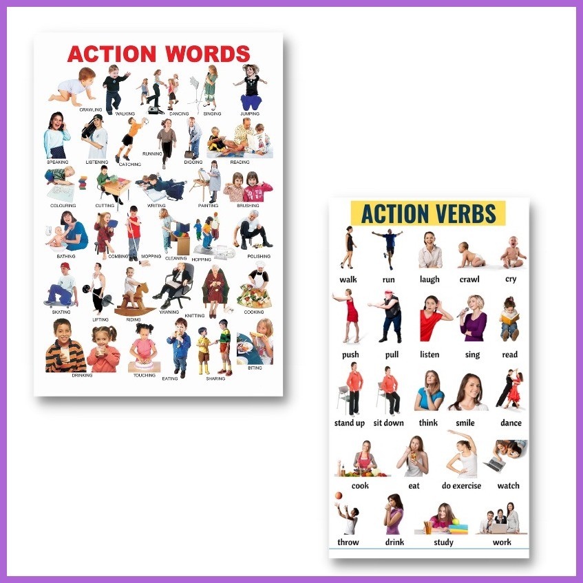 ๑ Laminated Action Words Charts, Verbs Charts, Daily Routine Charts for ...