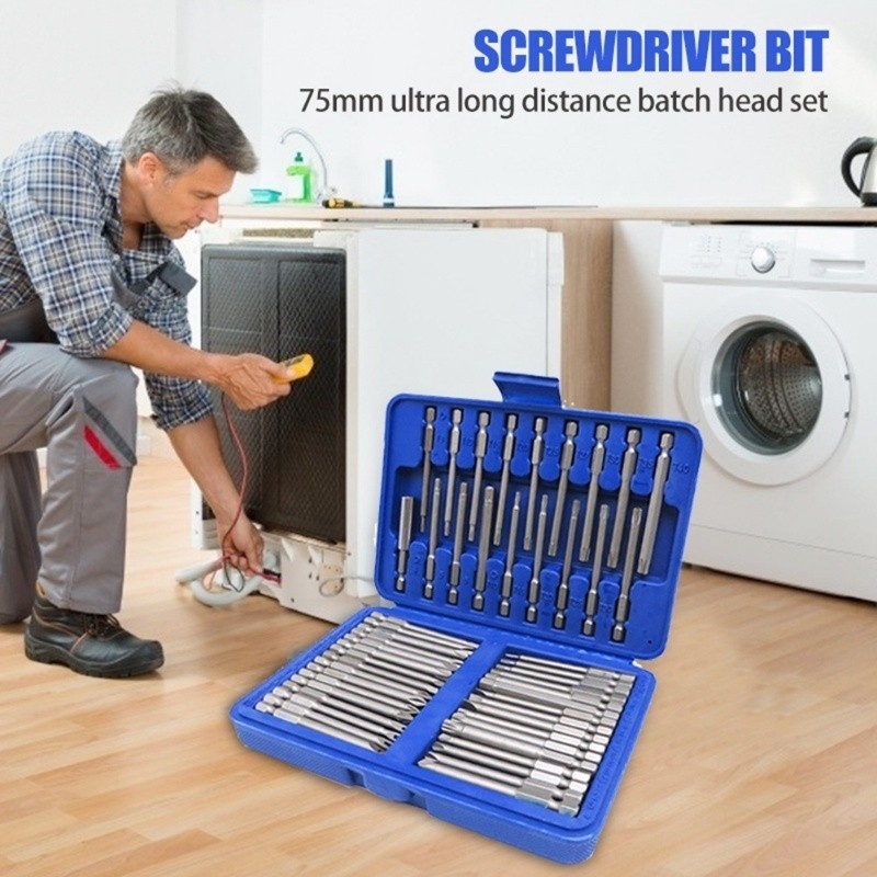 50pcs 75mm Extra Long Reach Bit Set Security Screwdriver Bits Torx Star ...