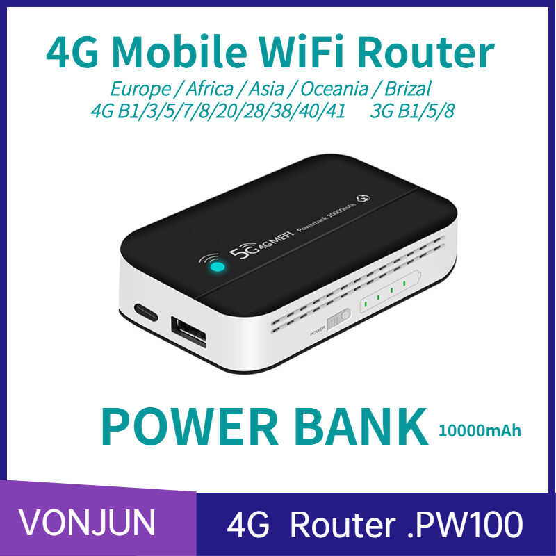 LTE 4G Mobile Router Type-C USB Hotspot Portable Power Bank Pocket WIFI ...