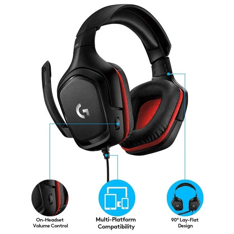 Logitech Oiginal G331 Gaming Wied Suound Sound Foldable Noise-Cancelg Micophone Headset | Shopee ...