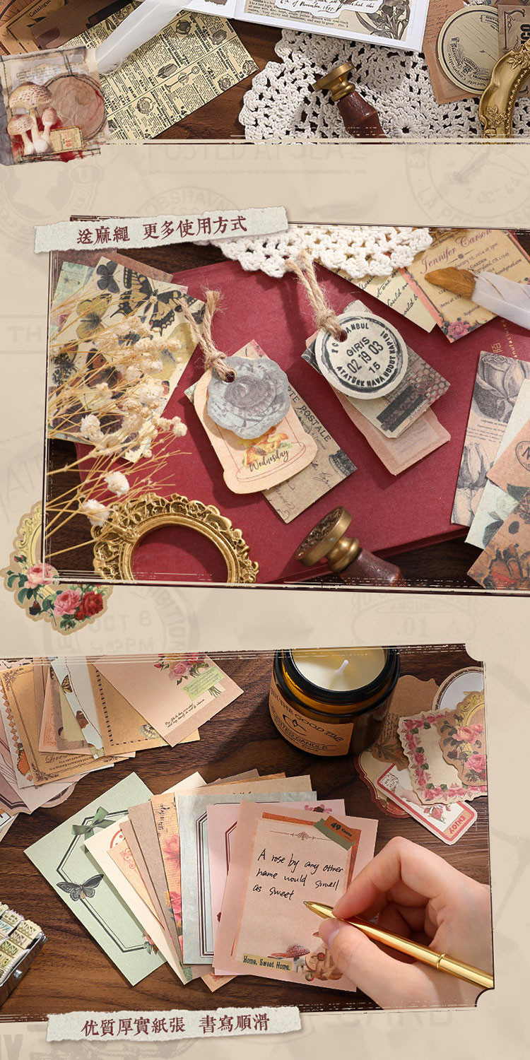 QOUZMO 100pcs/pack Vintage junk journal Material Paper[Memories Series ...