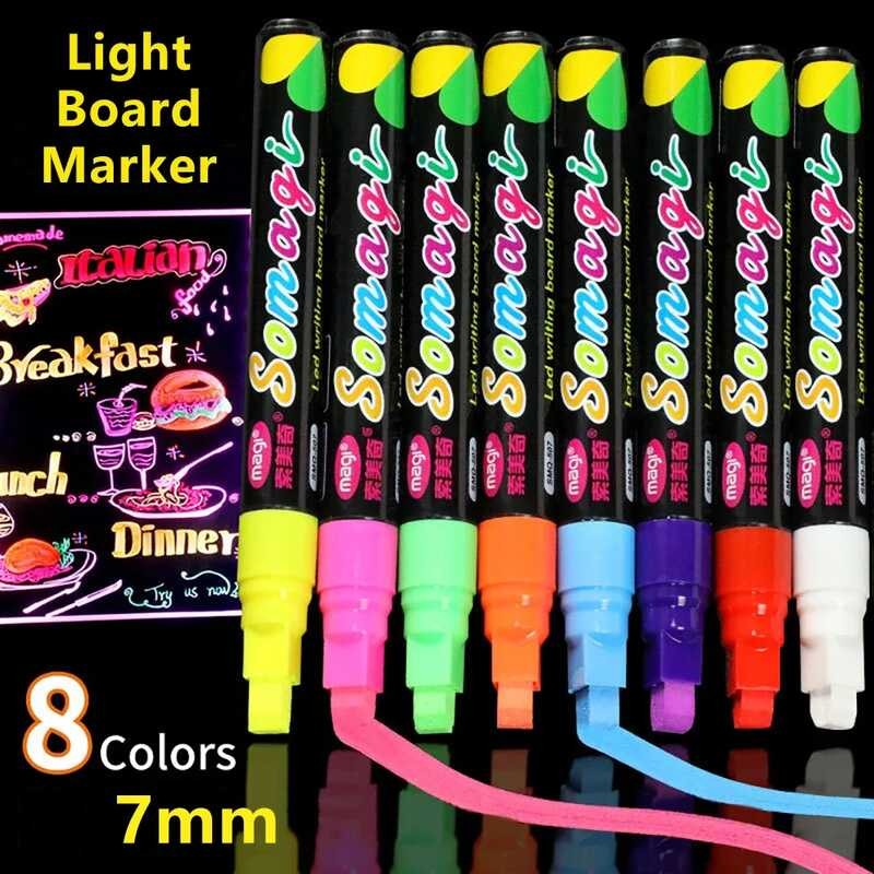 01 8 Color Liquid Pen Washable Wet Erase Neon Chalk Markers For ...