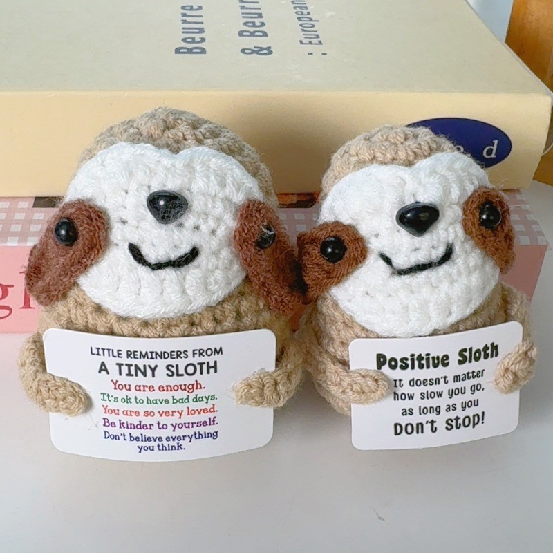Positive Energy Knitting Sloth Doll with Card - Cute Office Car Home ...