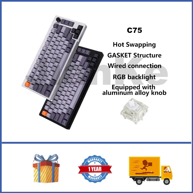 CIDOO C75 Wired Mechanical Keyboard Aluminum 75% Hot swappable RGB ...