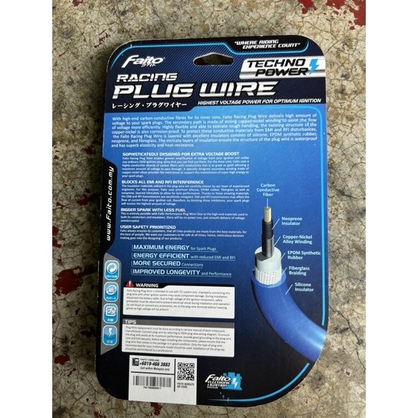 ☑️ Faito Racing Spark Plug Wire w/ Cap for WAVE 125 | XRM 125 | Shopee ...