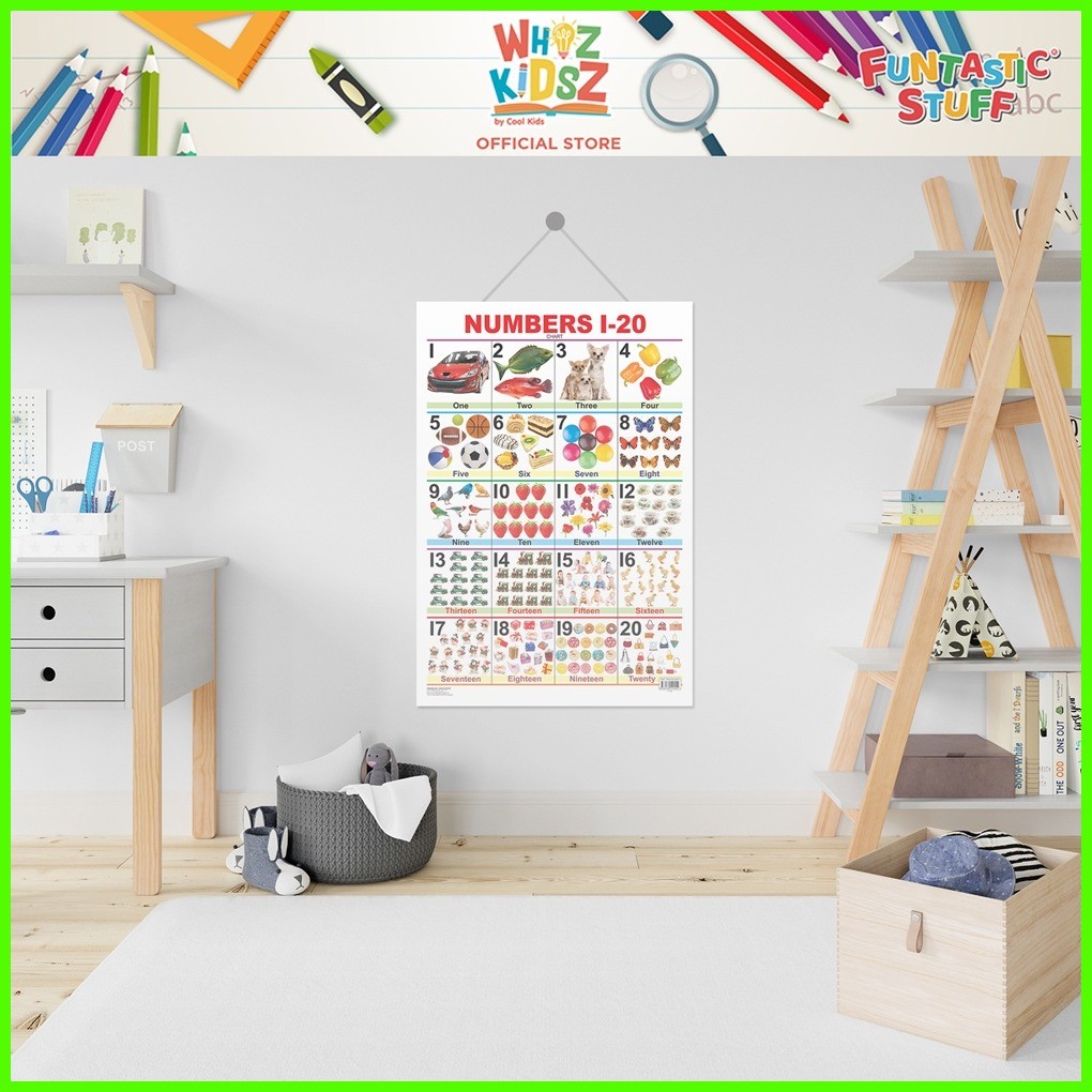 Whiz Kidsz Numbers 1-20 Laminated Wall Chart, Educational Chart for ...