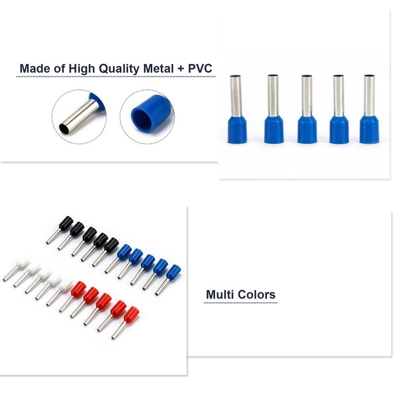 1250pcs tubular insulated cable terminal clamp box kit, terminal lug ...