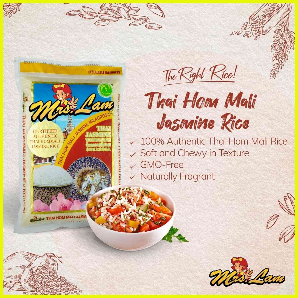 ☂ Mrs Lam Thai Hom Mali Jasmine Rice (2 KG) | Shopee Philippines