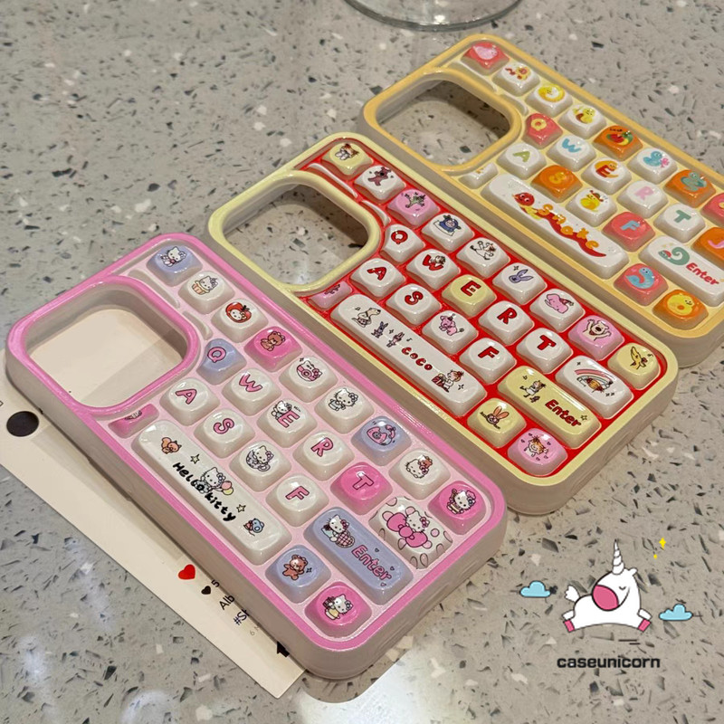 Cartoon Hello Kitty Cute Doodle Candy Colored Keyboard Case Compatible ...