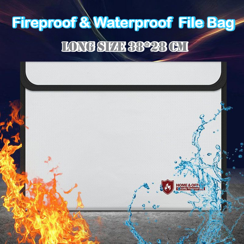 1200°F Long Size Fireproof File Bag with Zipper File Protection Pouch ...