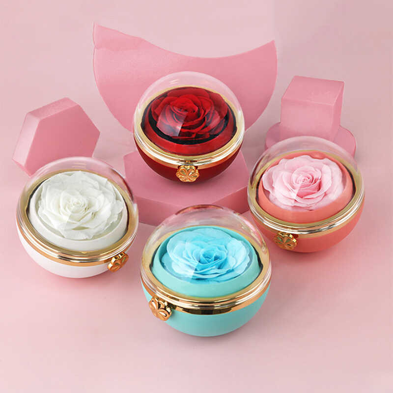 Round New Rotating Real Preserved Eternal Rose Gift Necklace Or Ring ...