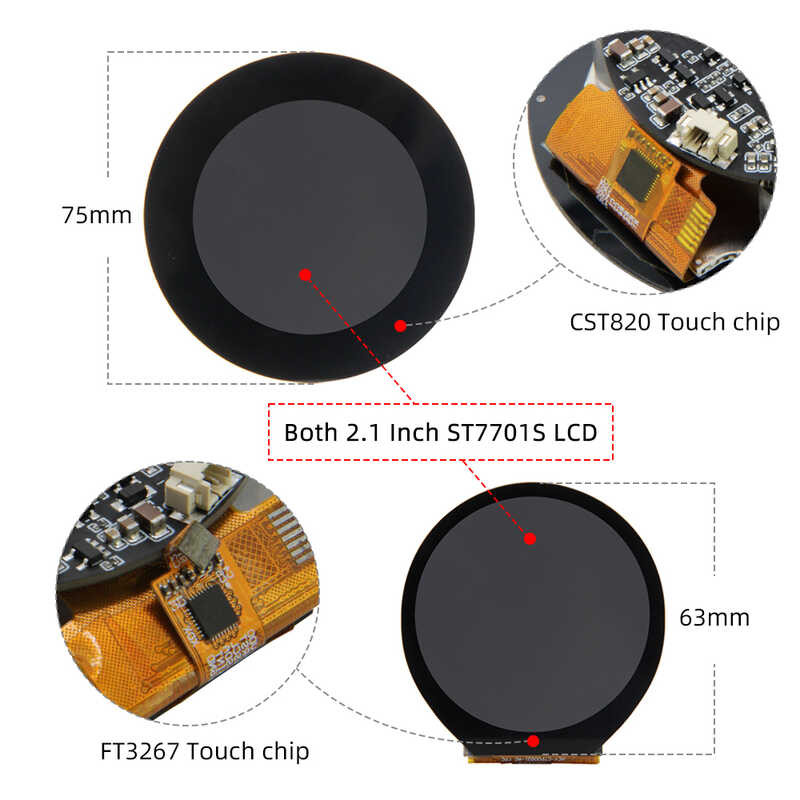 T-RGB LILYGO® ESP32-S3 2.1 inch Round Display ST7701S LCD Touch Screen ESP32-S3R8 Development ...
