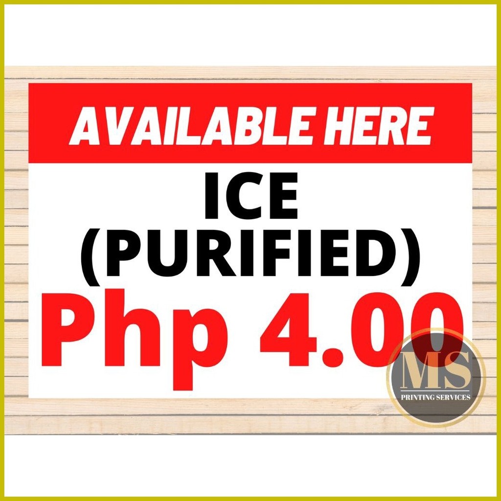 Ice Yelo Ice Tubig Ice Candy Signage (Laminated Signage and Waterproof ...