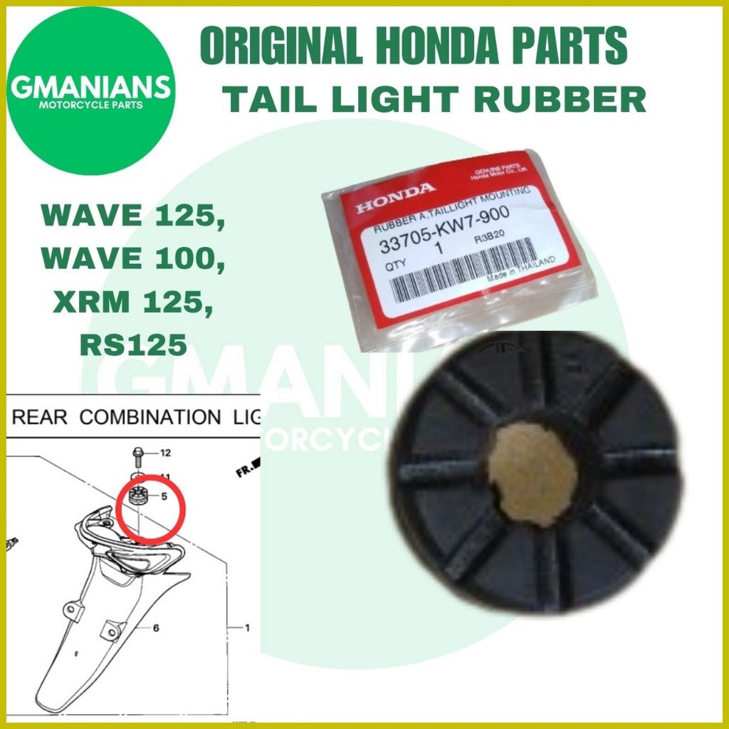 GENUINE RUBBER TAIL LIGHT WAVE 125, WAVE 100, XRM 125, RS125 RUBBER ...