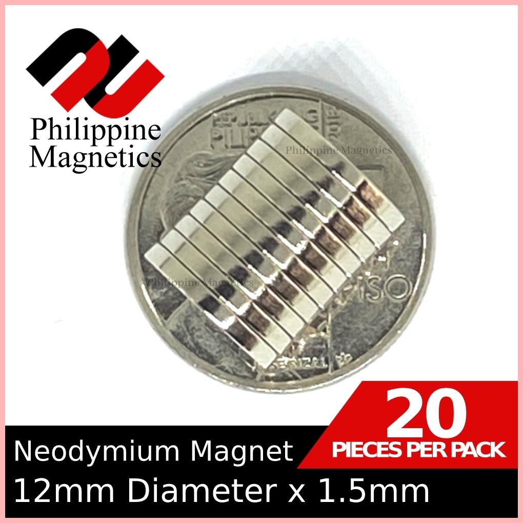 12MM DIAMETER X 1.5MM TH Super Strong Neodymium Magnet. Ndfeb Rare ...