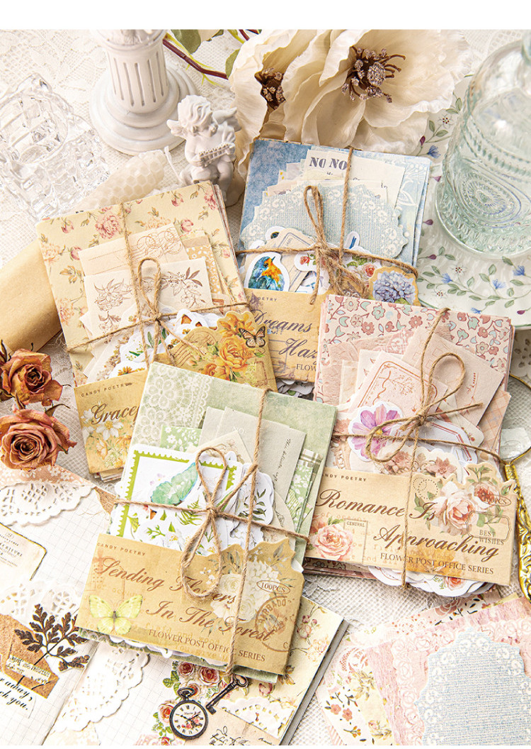 100 Pcs Scrapbook Paper Flora Theme Scrapbooking Paper For Vintage ...