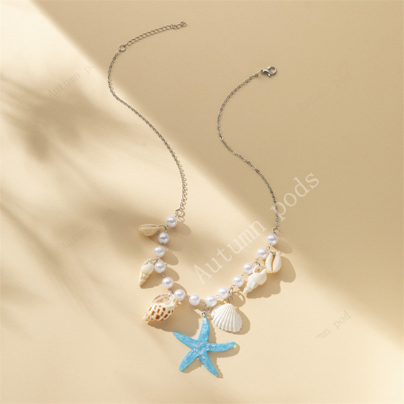 Fashion Ocean Style Shell Conch Pendant Exaggerated Necklace Starfish ...