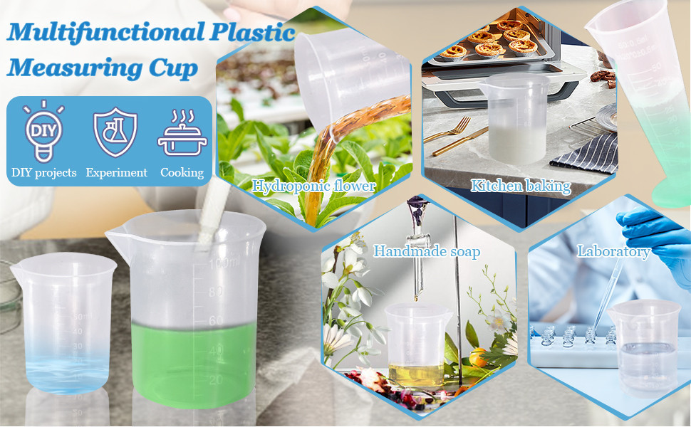 100ML Plastic Measuring Scale Cup / Transparent Laboratory Beaker ...