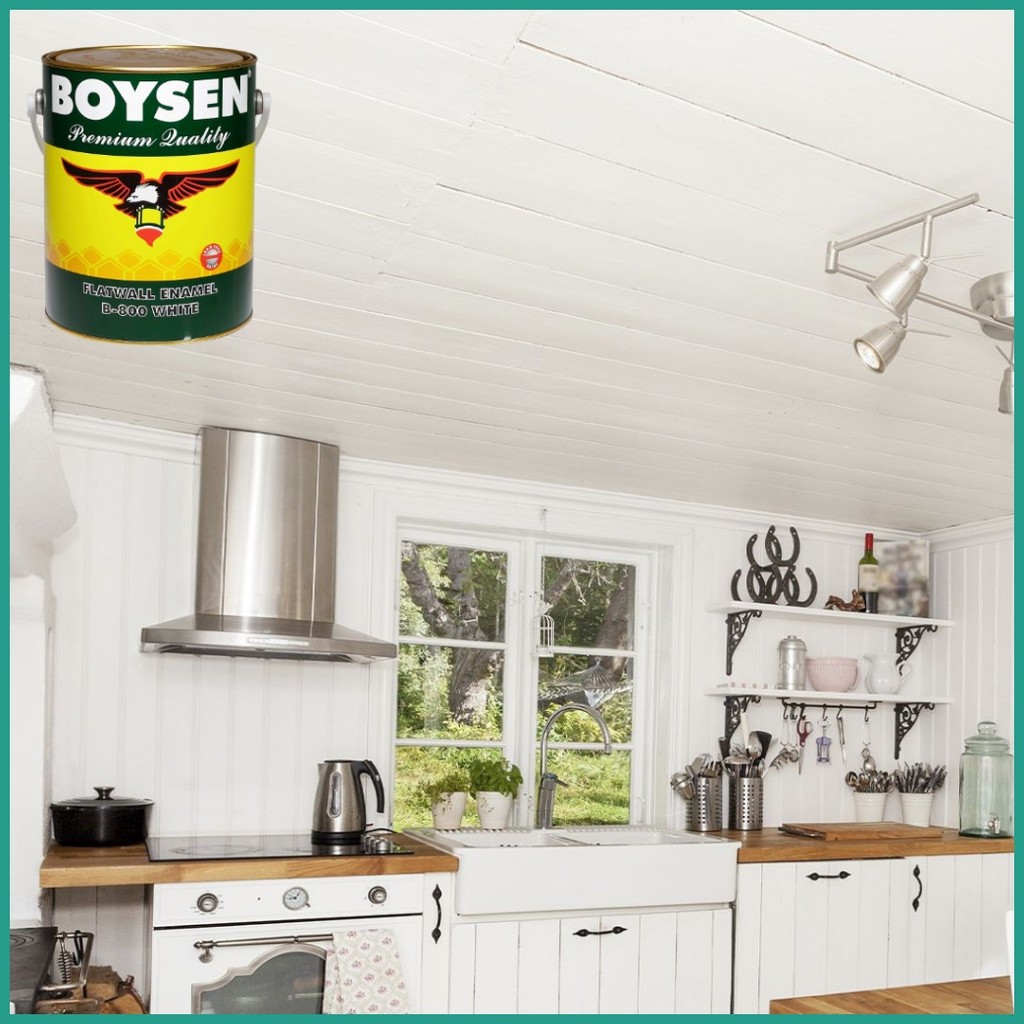 ⭐ ∇ Boysen Flat Wall Enamel White B-800 4 Liters (Gallon) for Wood and ...
