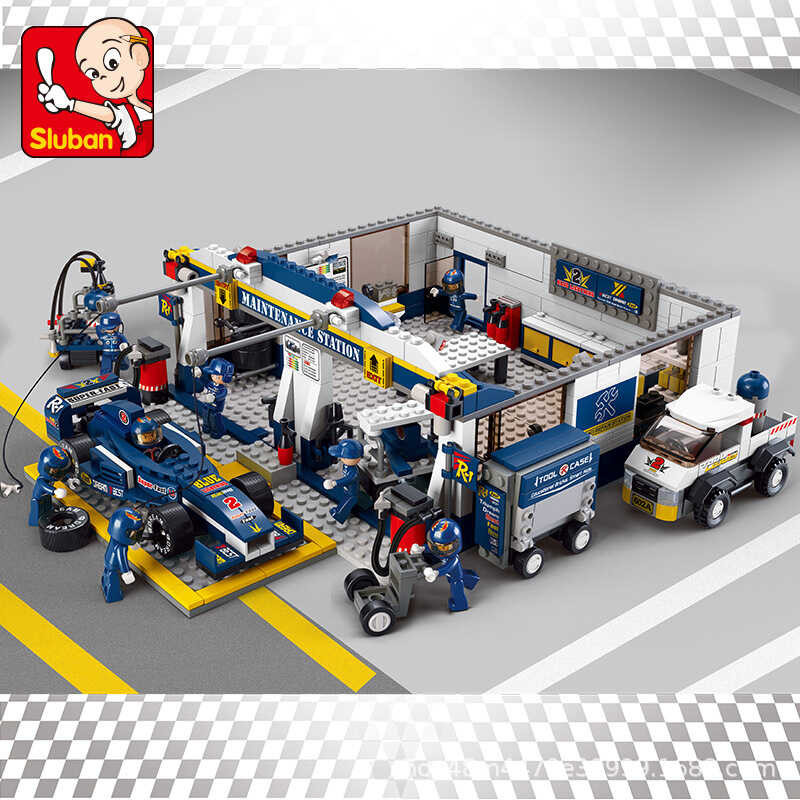 Xiaoluban Plastic Ea 3 Building Blocks 0356 F1 Racing Repair Station ...