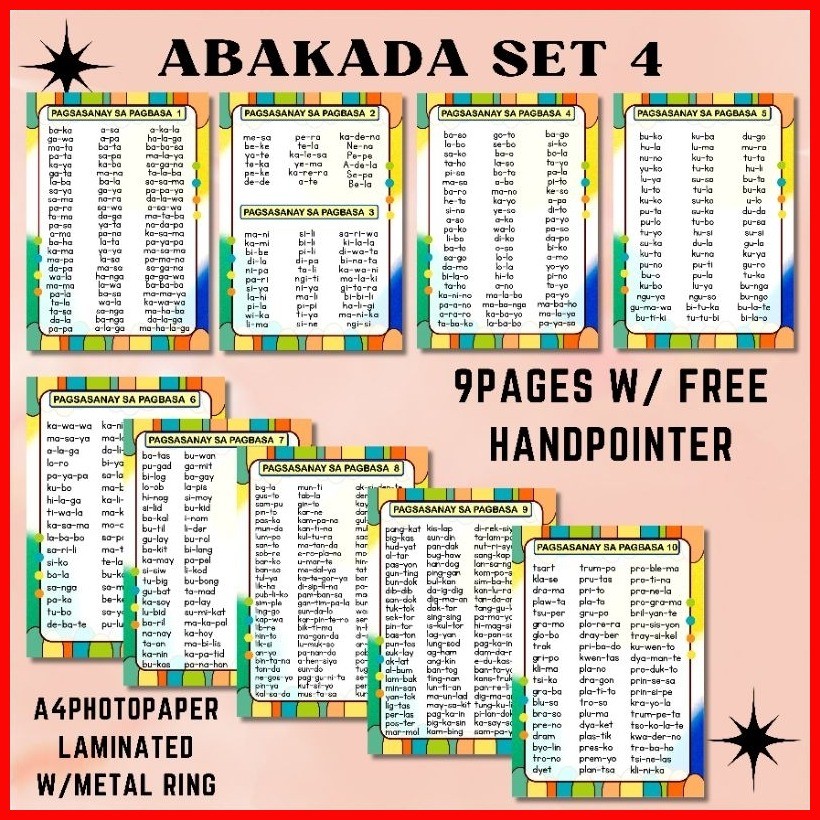 Reading chart abakada educational chart laminated unang hakbang sa ...