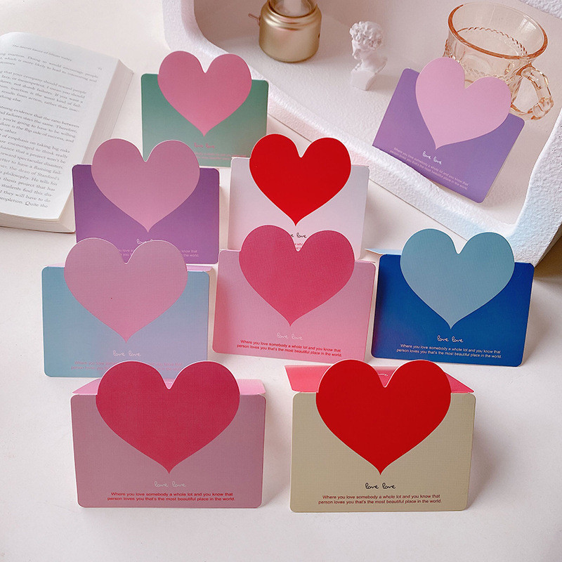 50Pcs Foldable Love Heart Greeting Cards Valentines Day Cards Christmas ...