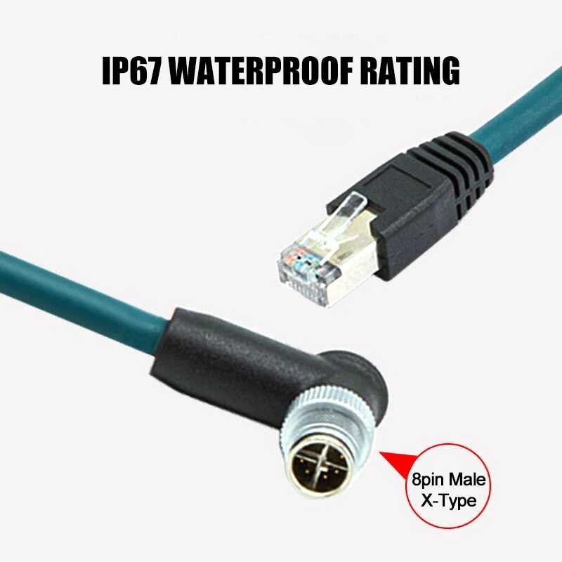 8pin M12 X-code Male Plug to RJ45 Encoding Wire Industrial Ethernet X ...