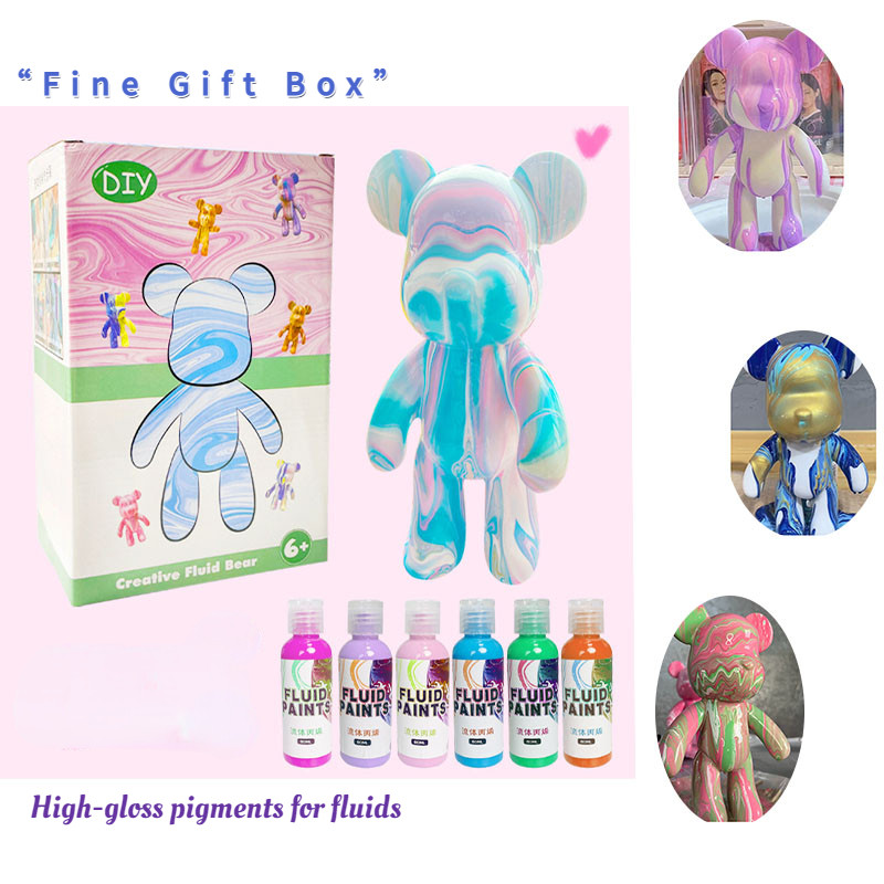 23Cm White Embryo Doodle Paint Material Kit Fluid Bear Handmade DIY Toy Gift Coloring Art ...