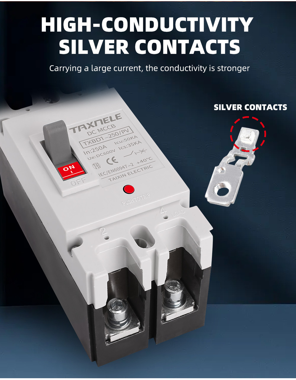 TAXNELE Solar Molded Case DC Circuit Breaker MCCB Overload Protection ...