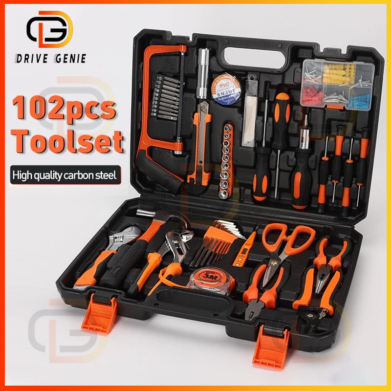 102pcs Tools Set High Quality Carbon Steel Home Tools Box Electrical ...