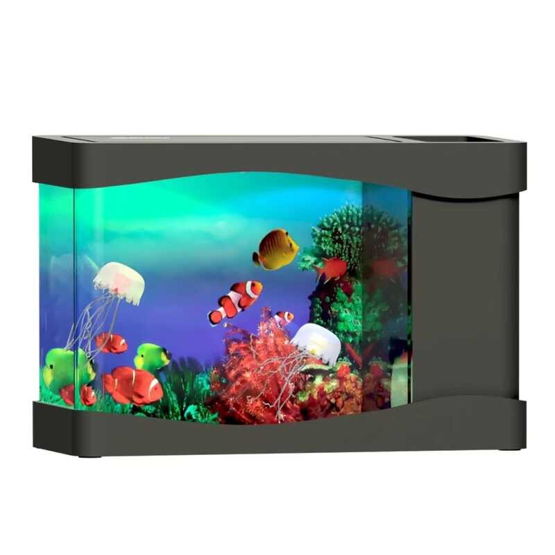 USB Powered Mini Aquarium Artificial Tank With 3 Fake Moving Fish ...