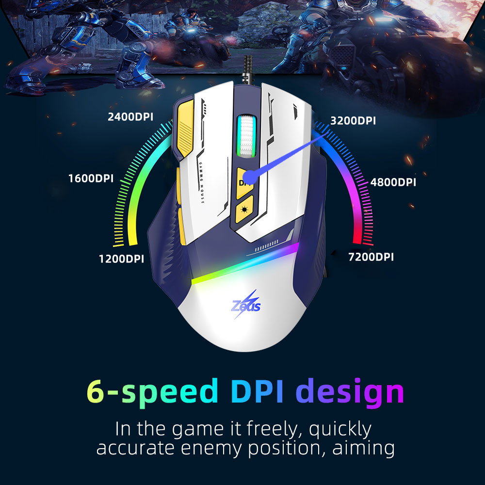 Centrix M12 Pro Gaming Mouse Wired 7200dpi RGB Backlight Optical Mice 8 Keys Mice Mecha Style ...