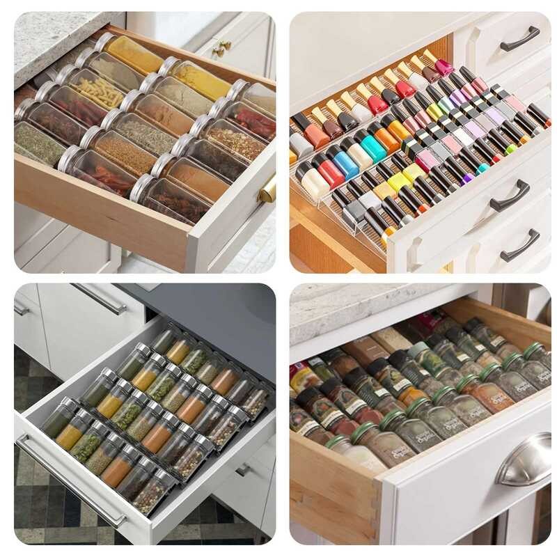 3 2cd Layer Drawer Expandable Spice Jar Rack Tray Plastic Seasoning ...
