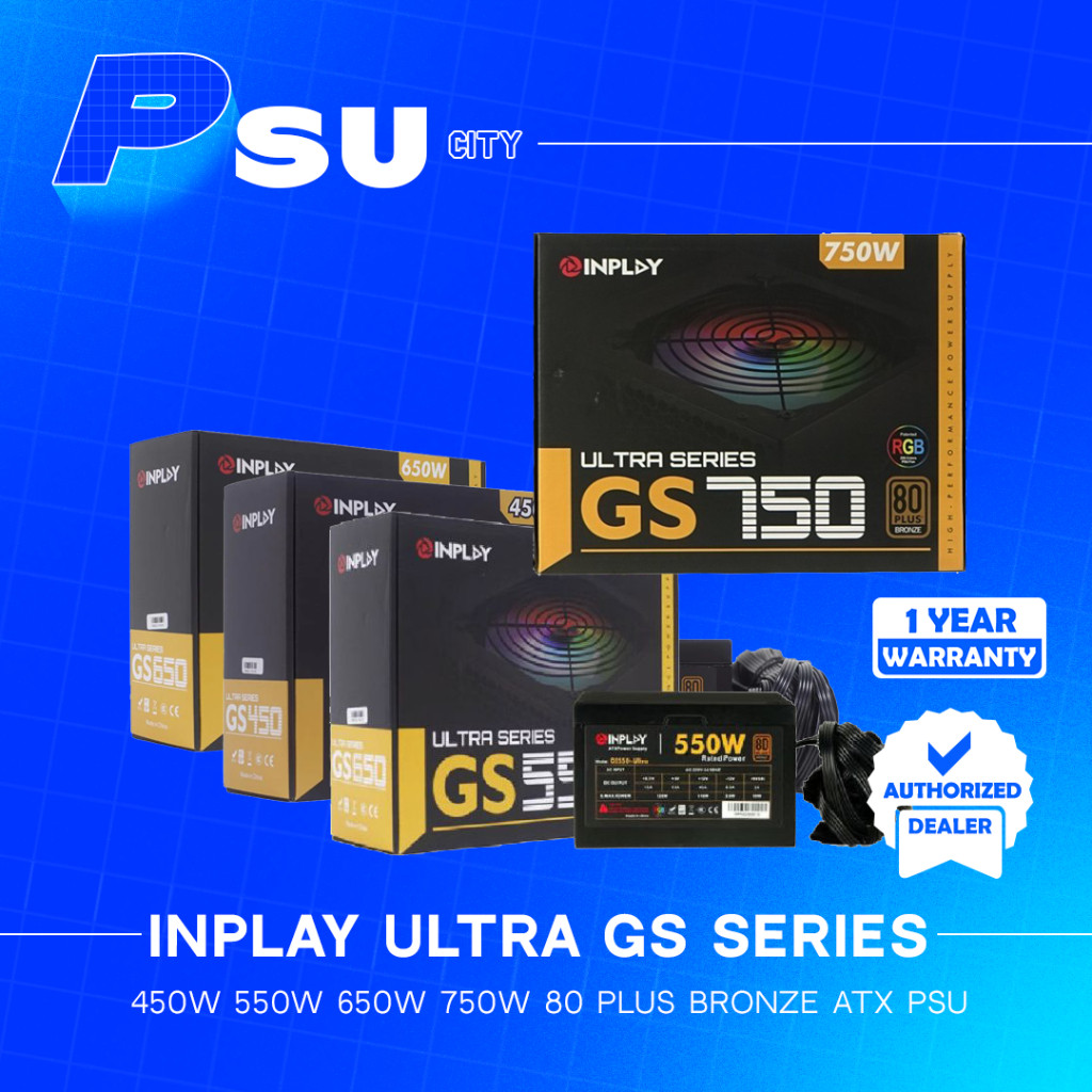 ☑️ INPLAY GS450 GS550 GS650 GS750 Ultra 80 Plus Bronze Non-Modular PSU ...