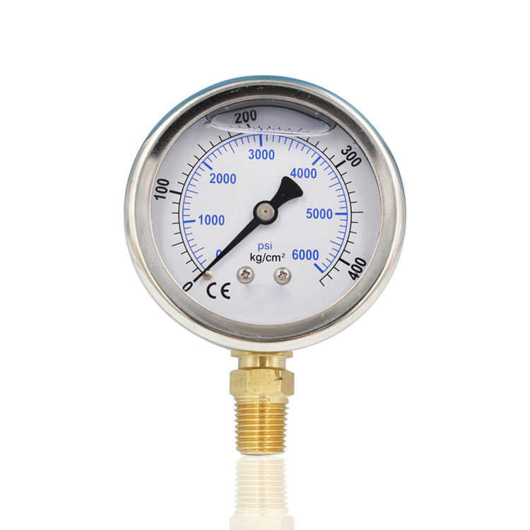 Radial stainless steel oil filled gauge, anti vibration pressure gauge 304YNB63 400KG1/4PT ...