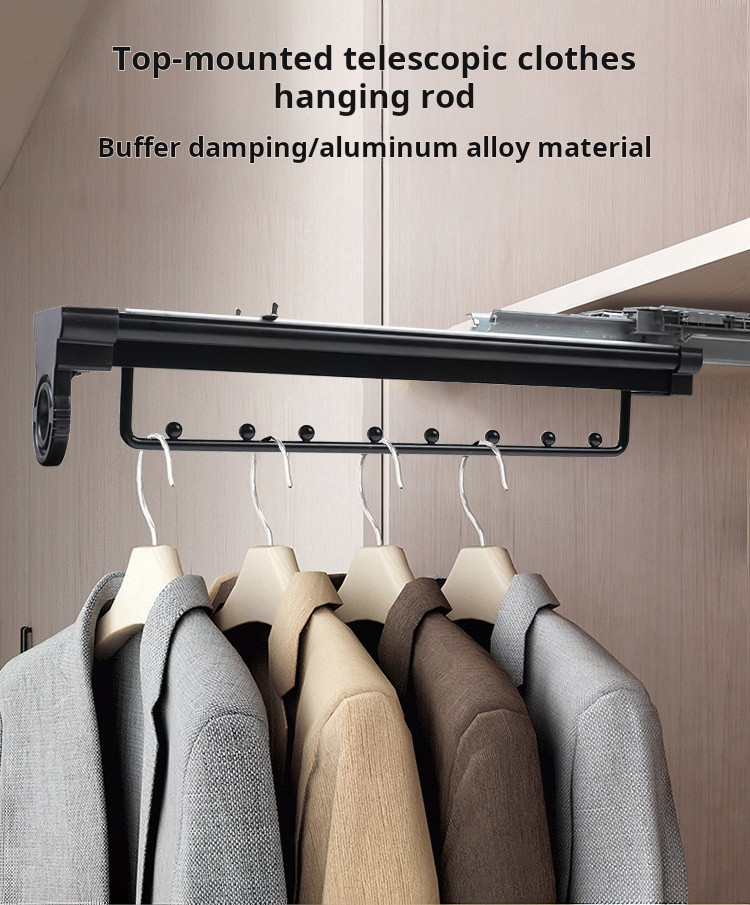 Extendable Pull Out Closet Rod Telescopic Wardrobe Clothes Rod Hanger ...