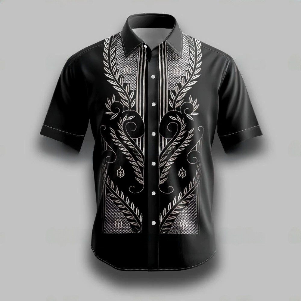 2025 Summer Outfit for Men Modern Baron Pattern Casual Shirt for Men ...