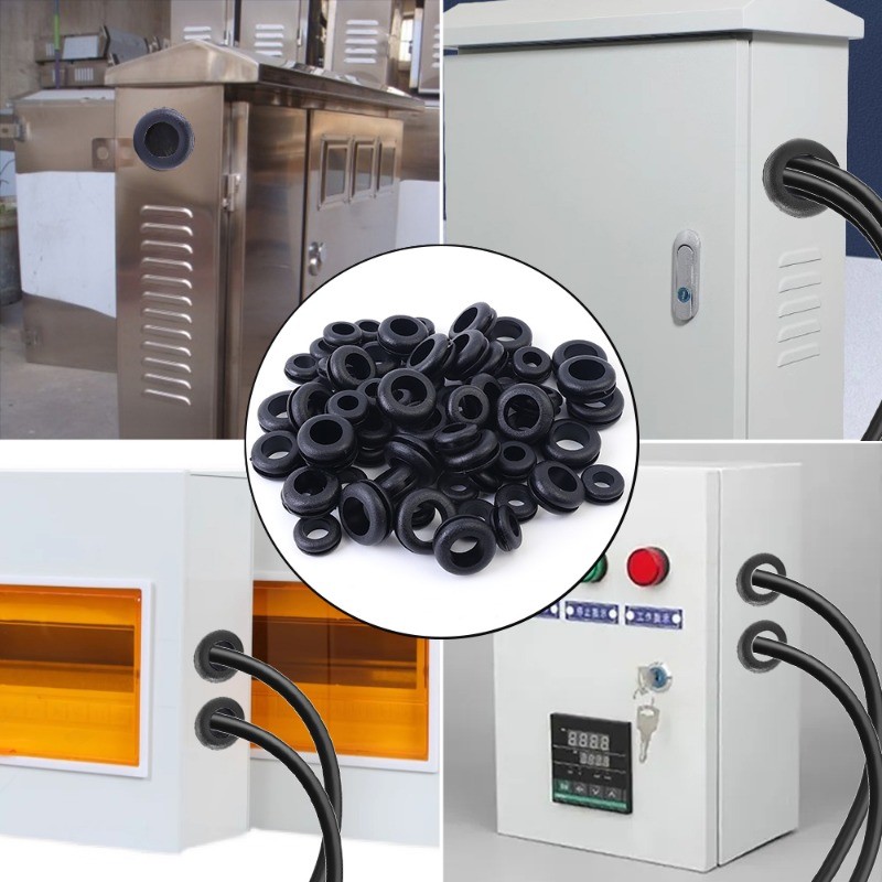 20Pcs Black Wire Cable O-Ring Sealing Washer Thicken Rubber Double-side ...