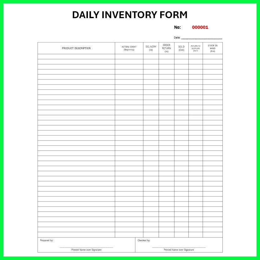 INVENTORY FORMS Generic only - Carbonized (MONTHLY INVENTORY, DAILY ...