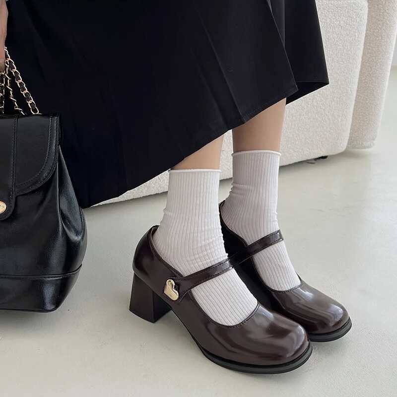 Mary Jane Women's Thick Heels Buckle Lolita School Uniform Student ...