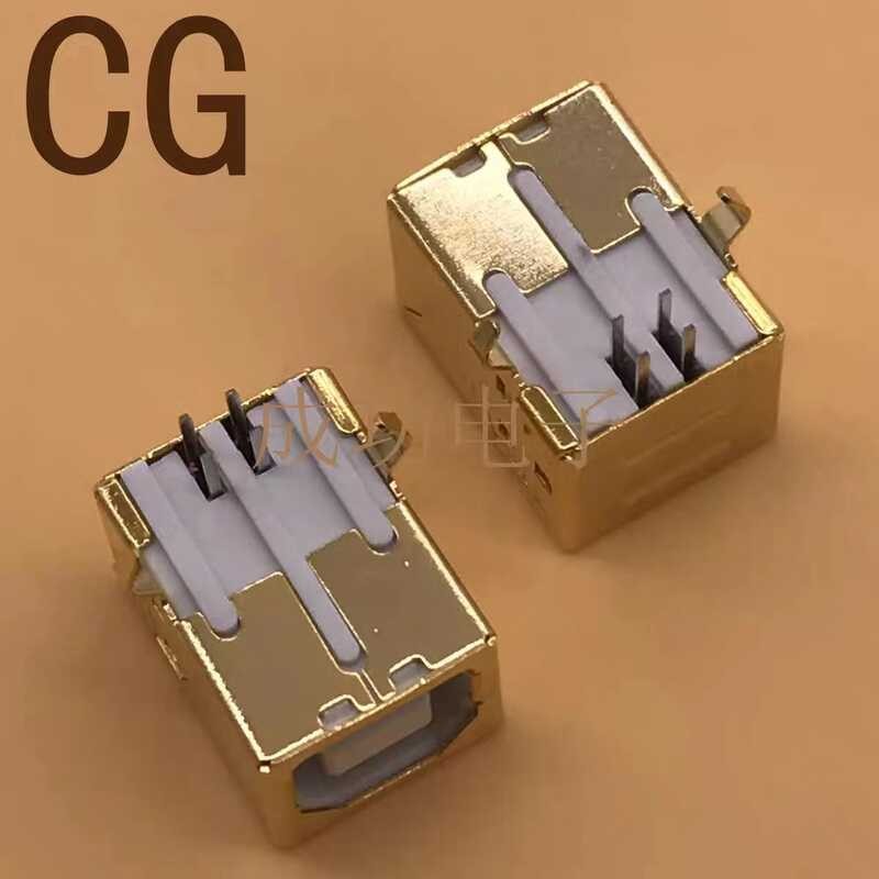 USB-B female square interface socket female base 90 degree bent foot D ...