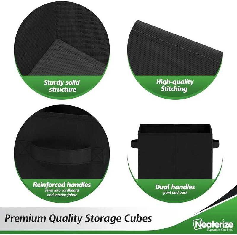 LY Mga Fabric Cubes Para Sa Organizer 8 Pack Heavy Duty Black Bins - 13 ...