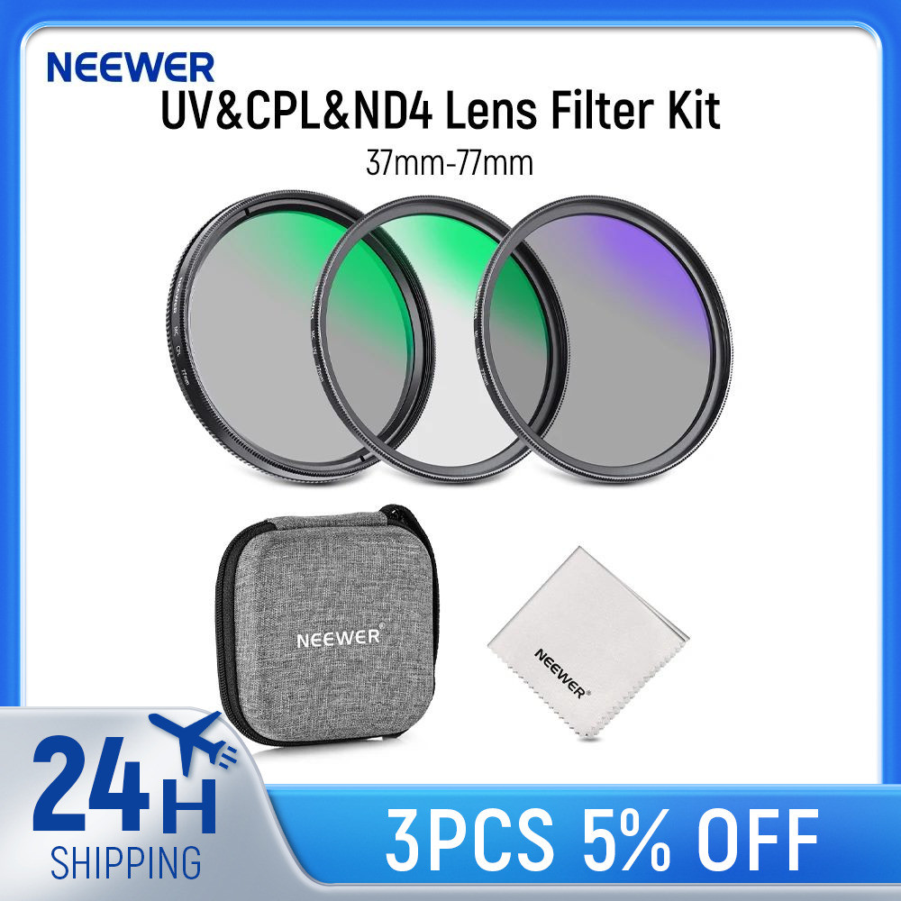 NEEWER UV&CPL&ND4 Lens Filter Kit Optical Glass & Aluminum Alloy Frame ...
