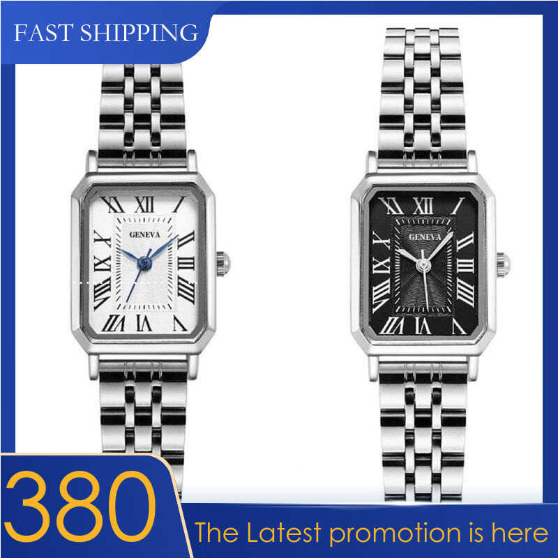 Vintage Roman Square Quartz Watch For Women Fashion Stainless Steel ...