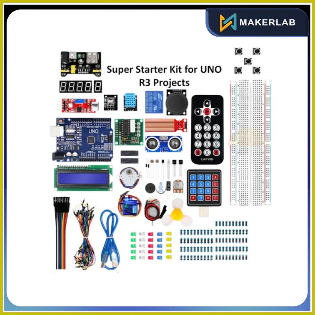 ♟ Makerlab Super Starter Kit for Uno R3 with PDF Projects and Code Compatible with Arduino ...