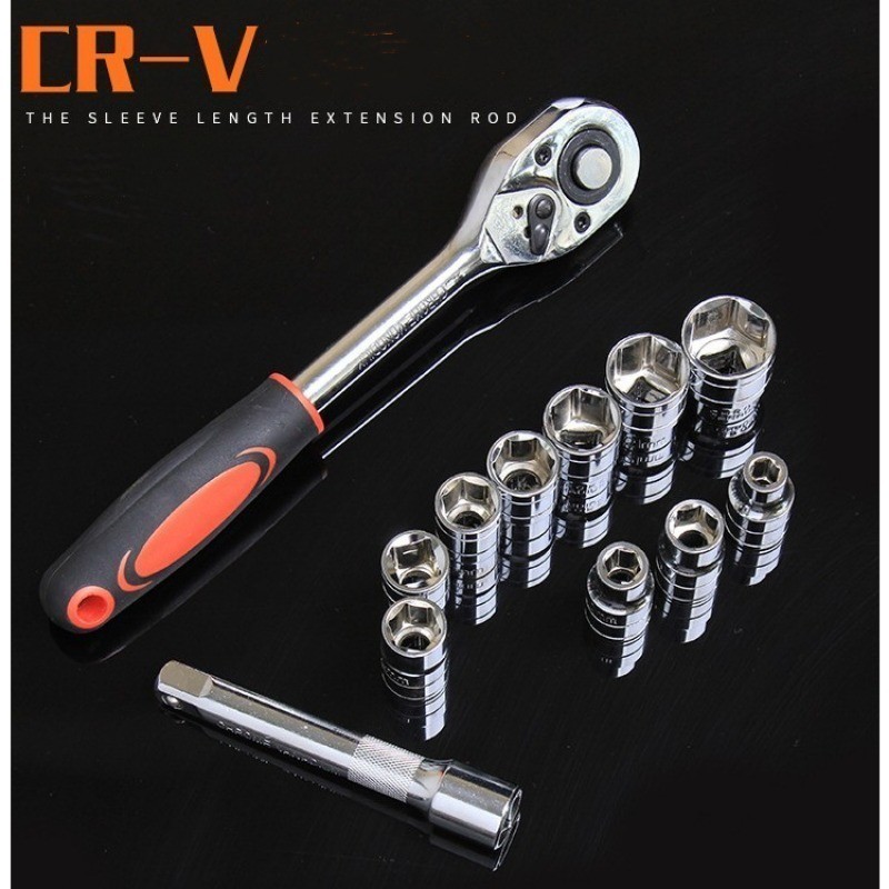 12 PCS 1/2" Atchet Wrench Socket Set Tools 8mm To 24mm CR-V Socket Kits ...