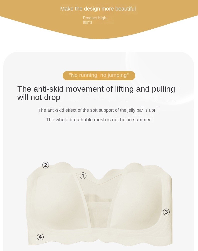 Bowen 【M-4XL For 40-100kg】Plus Size Women Strapless Bra Summer Thin Non ...