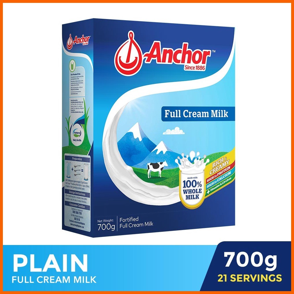 Anchor Full Cream Milk Powder Plain 700G | Shopee Philippines