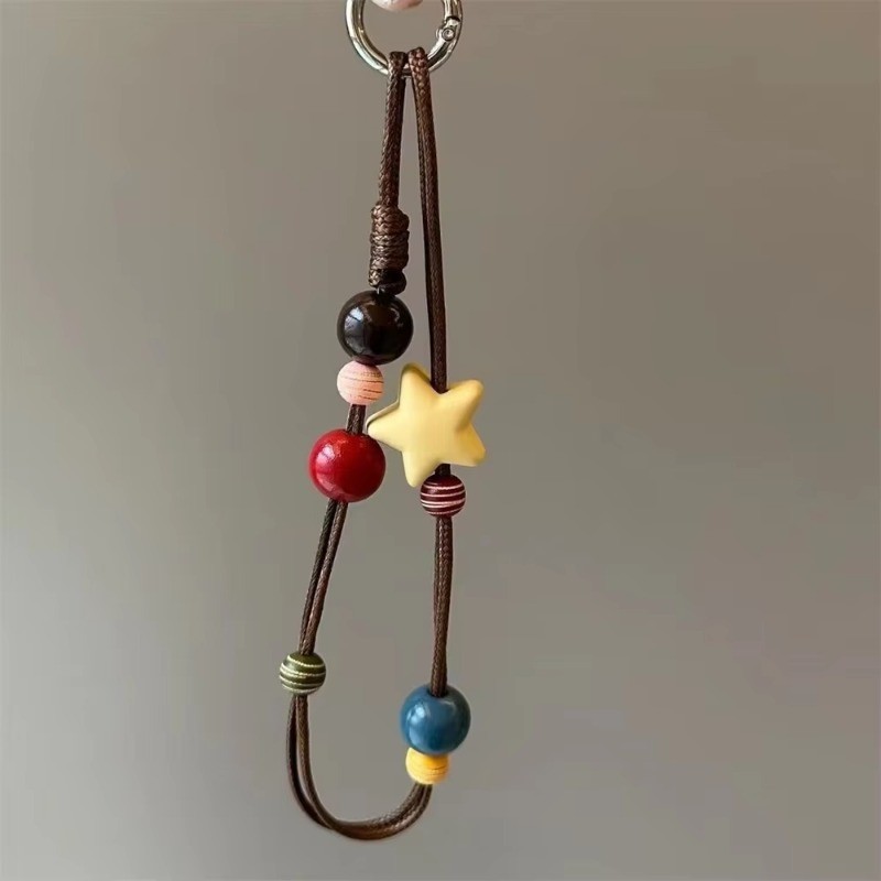 Korea Retro Star Beaded Phone Charm Chain Keycord Rope For iPhone 16 ...