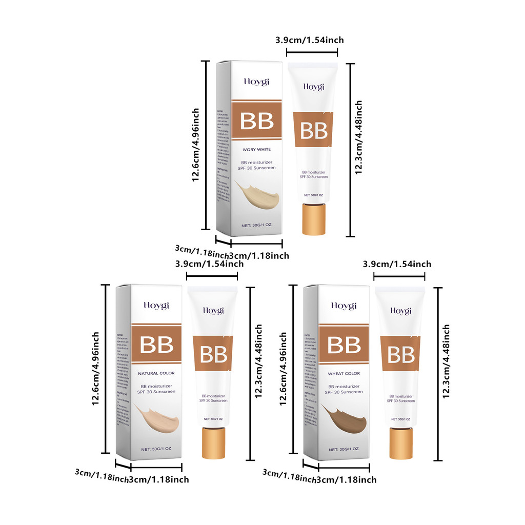 3 Color BB Moisturizer SPF 30 Sunscreen - Tinted BB Cream with Sun ...